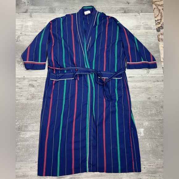 Dior | Other | Christian Dior Blue W Red Green Stripe Cotton Robe ...